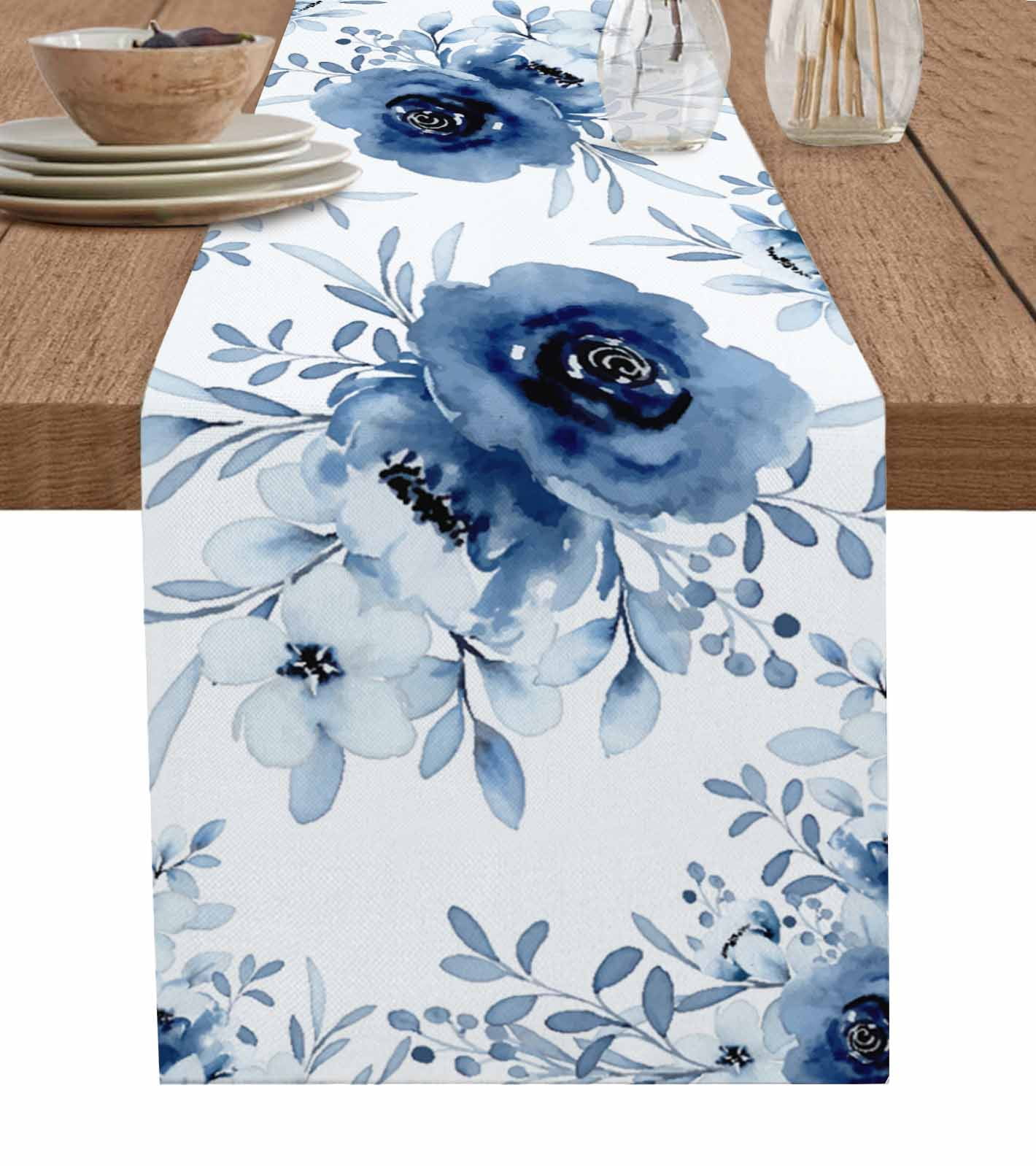 Countryside Plants Flowers Watercolors Table Runner ration Home r ...