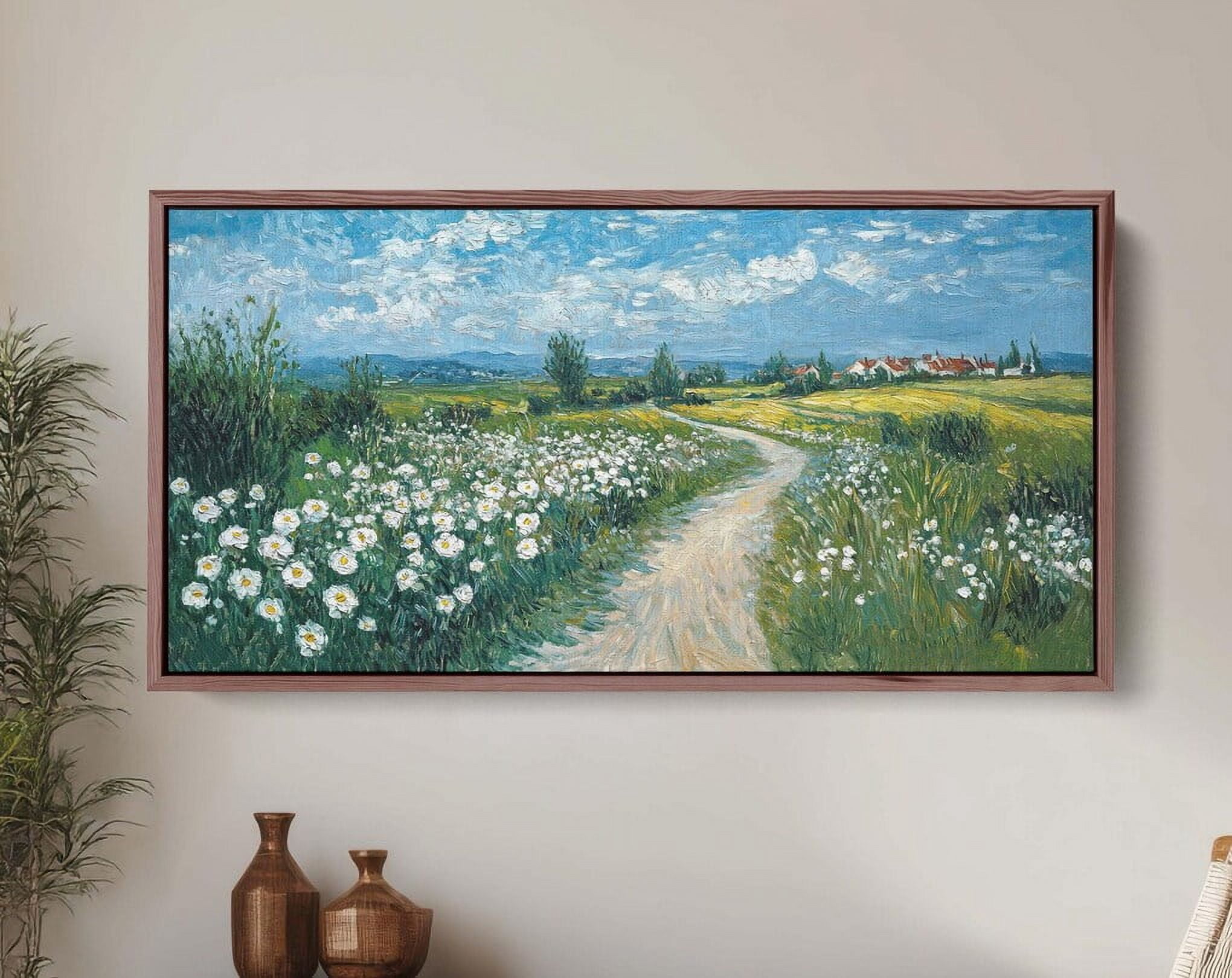 Countryside Road Art, Vintage Road Painting, Dirt Road, Field Painting ...