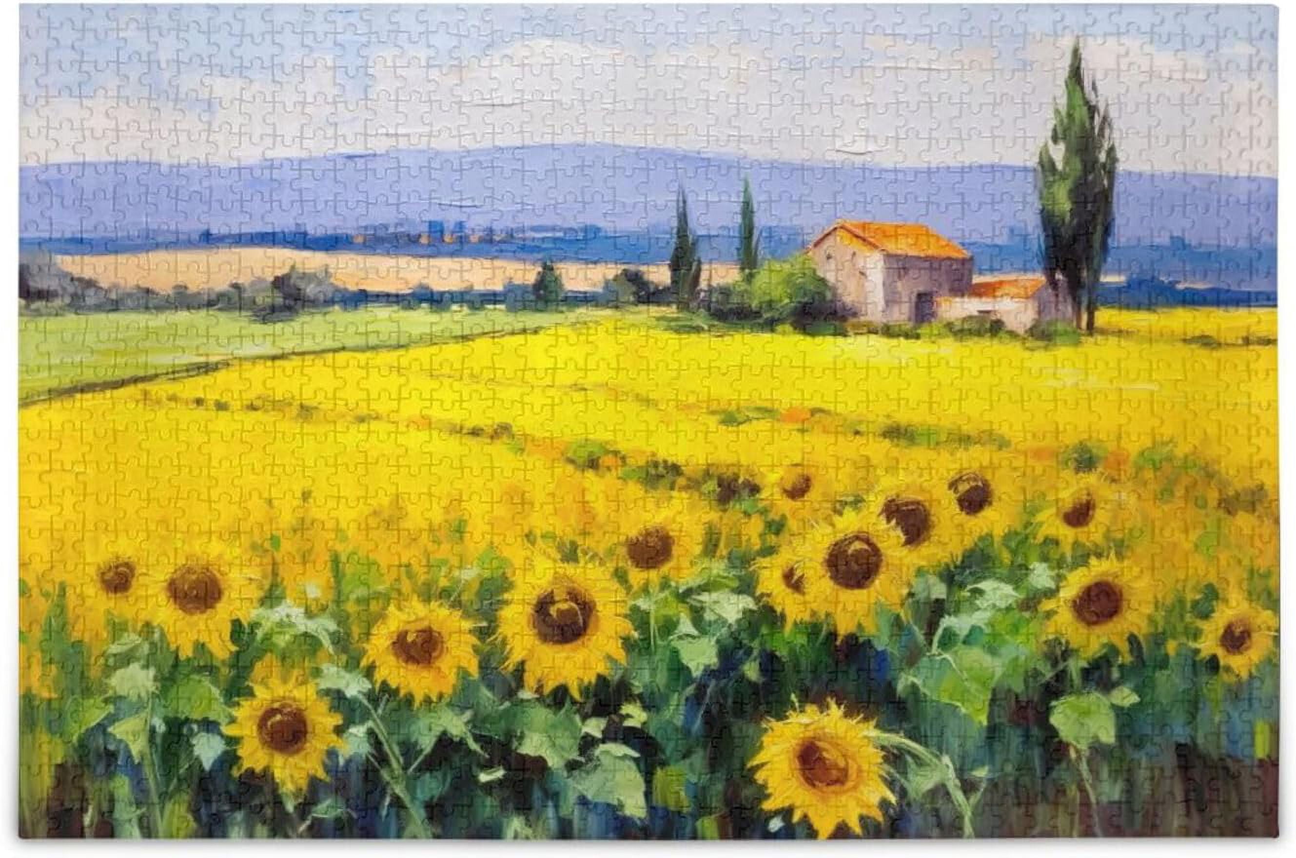 Countryside Sunflowers Jigsaw Puzzles for Adults 1000 Pieces, Die-Cut ...
