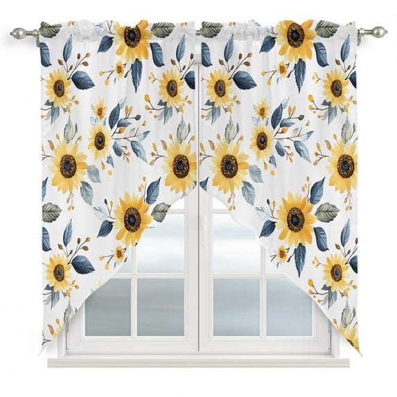 Countryside Sunflowers Swag Curtain Valance for Window 2 Panels ...