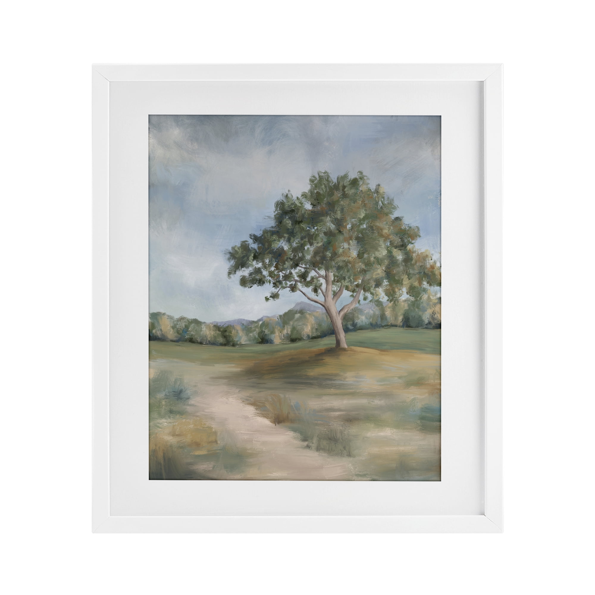 Countryside Tree Scenery White Framed Print Under Glass, design by Leah ...