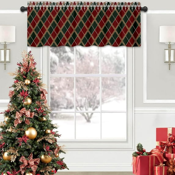 Countryside Valance Curtains for Christmas Red and Green Plaid Rod ...