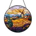 Countryside Windmill Flower Scene Stained Glass Style Window Art2101 ...