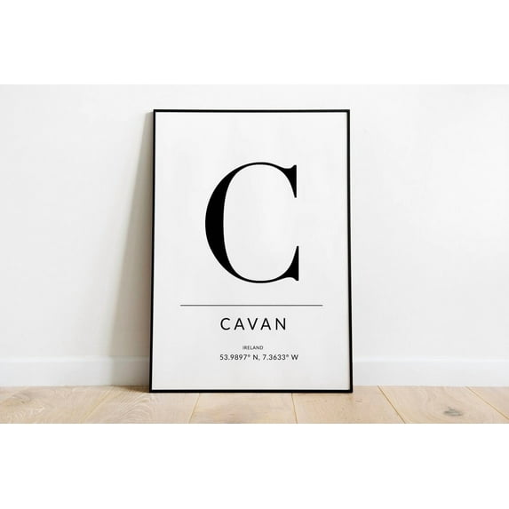 County Cavan Ireland GPS Wall Art, Unframed Paper Print Size 12x18 ...