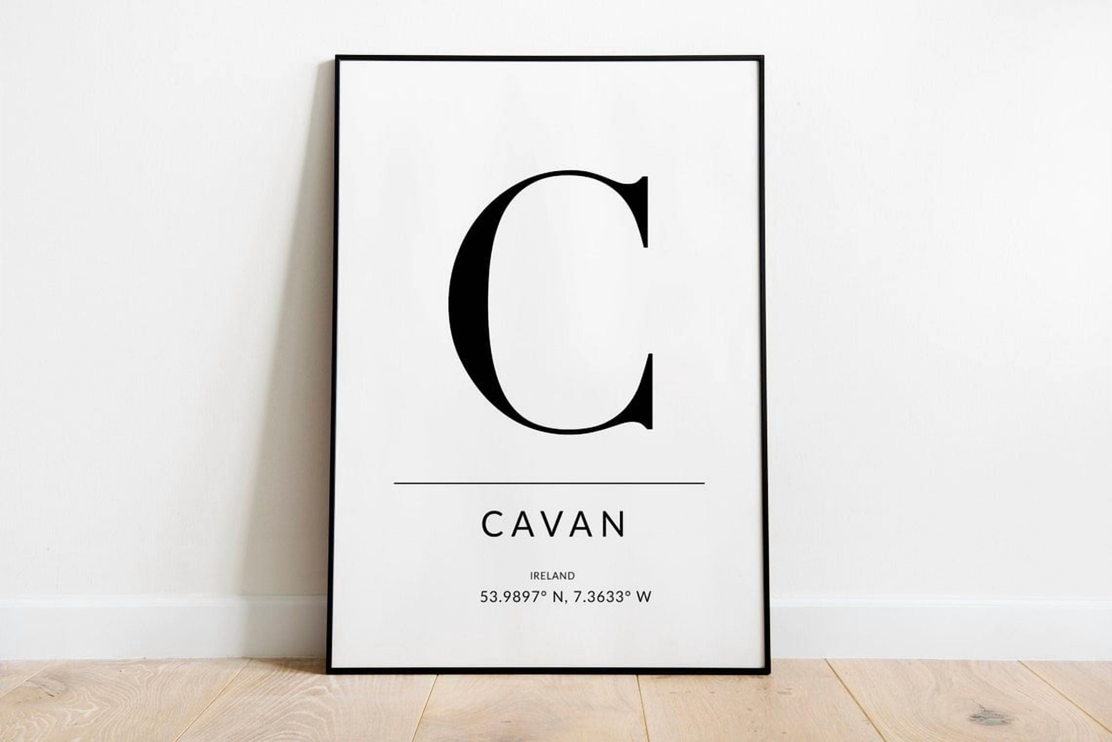 County Cavan Ireland Wall Art Gps Coordinates Poster Home Decor ...