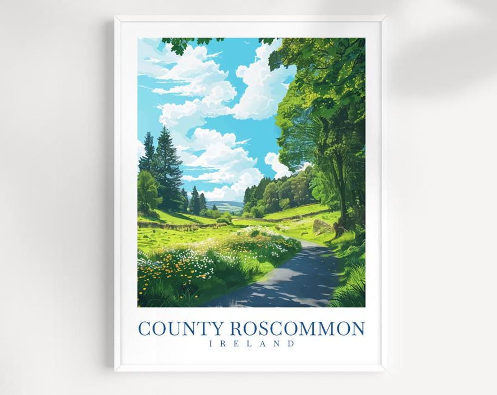 County Roscommon Travel Print Ireland Wall Art Roscommon Poster Home ...