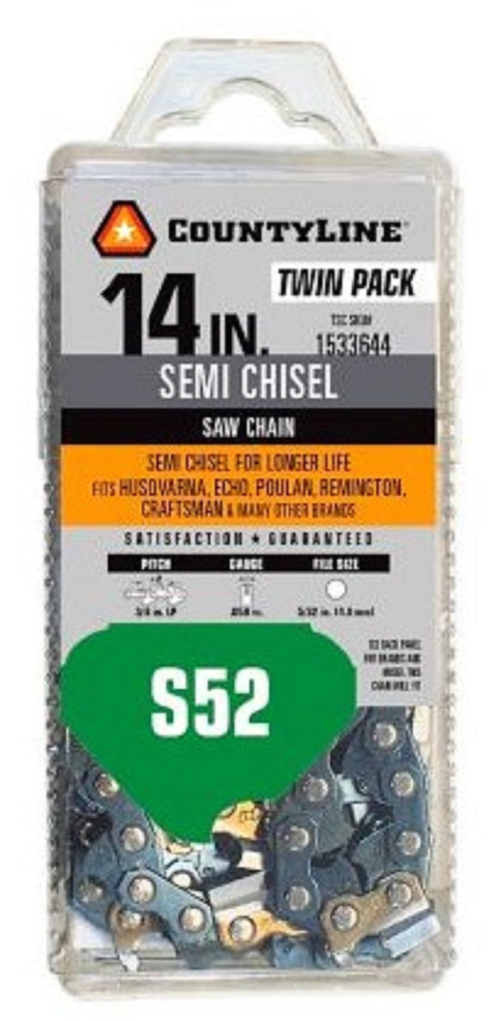 CountyLine 15052X2TSC Chainsaw Chains 14 Inch 52 Link Semi Chisel 2 ...