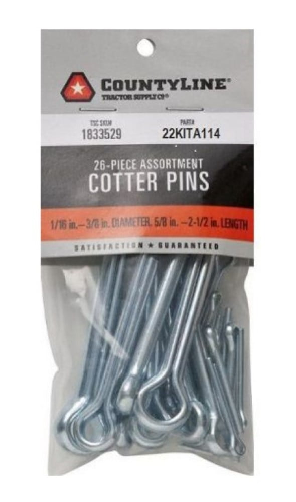 CountyLine 22KITA114 Assorted Cotter Pins Assortment, 26-Pack - Walmart.com
