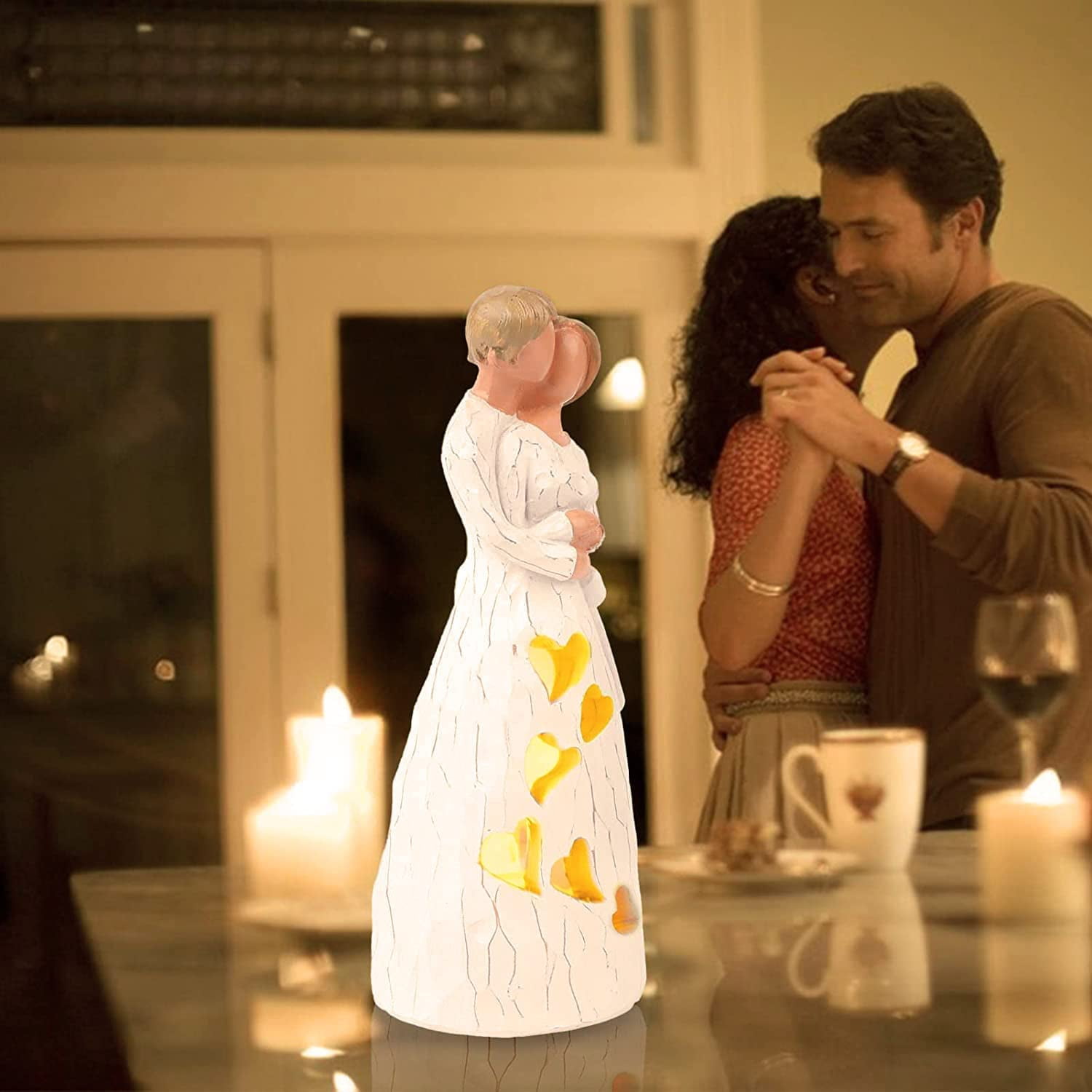 Couple Angel Figurine Candle Holder Statue Gift for Valentine's Day ...