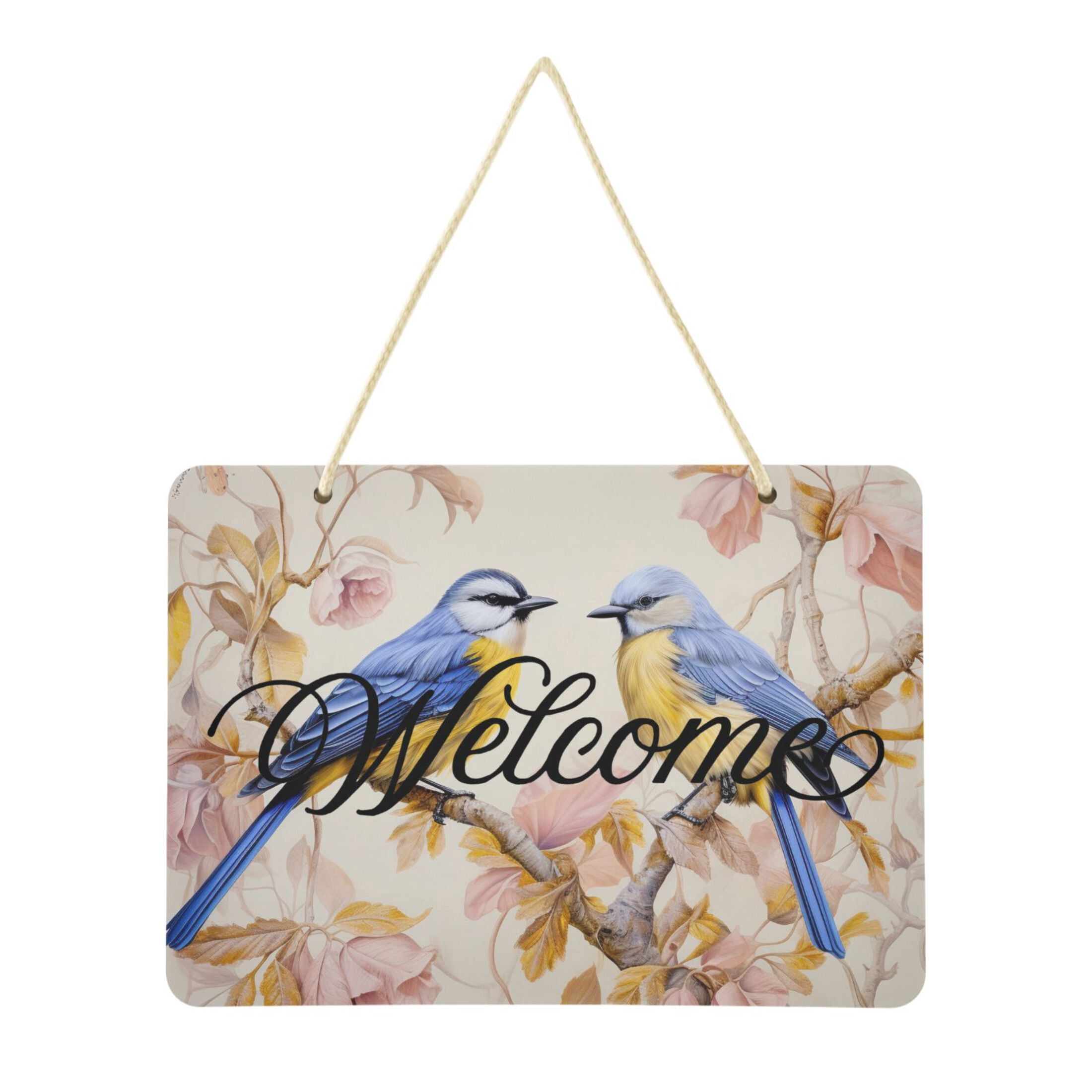 Couple Birds on Branch Welcome Sign Front Door PVC 14x10 inch Hanger ...