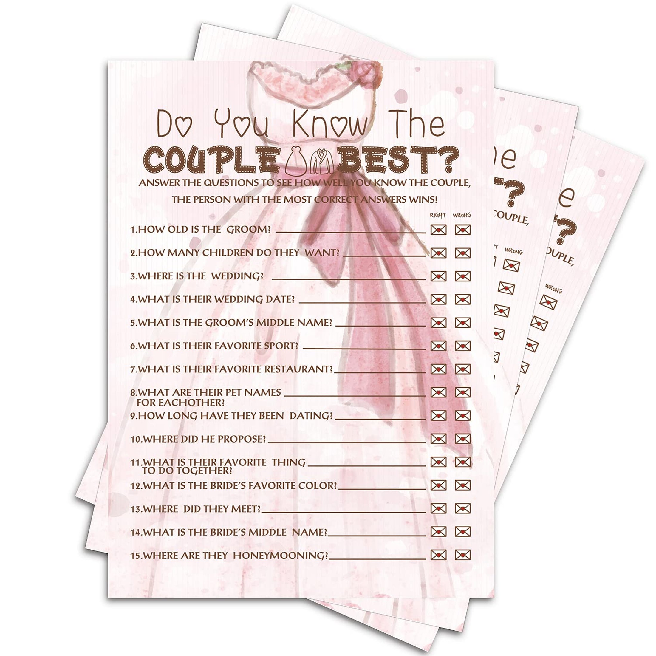 Couple Connection Game Cards - 30 Engaging Questions for Bridal Showers ...