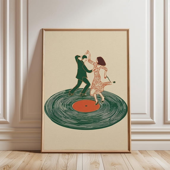 Couple Dancers On Record Poster, Unframed Paper Poster 16x20in ...