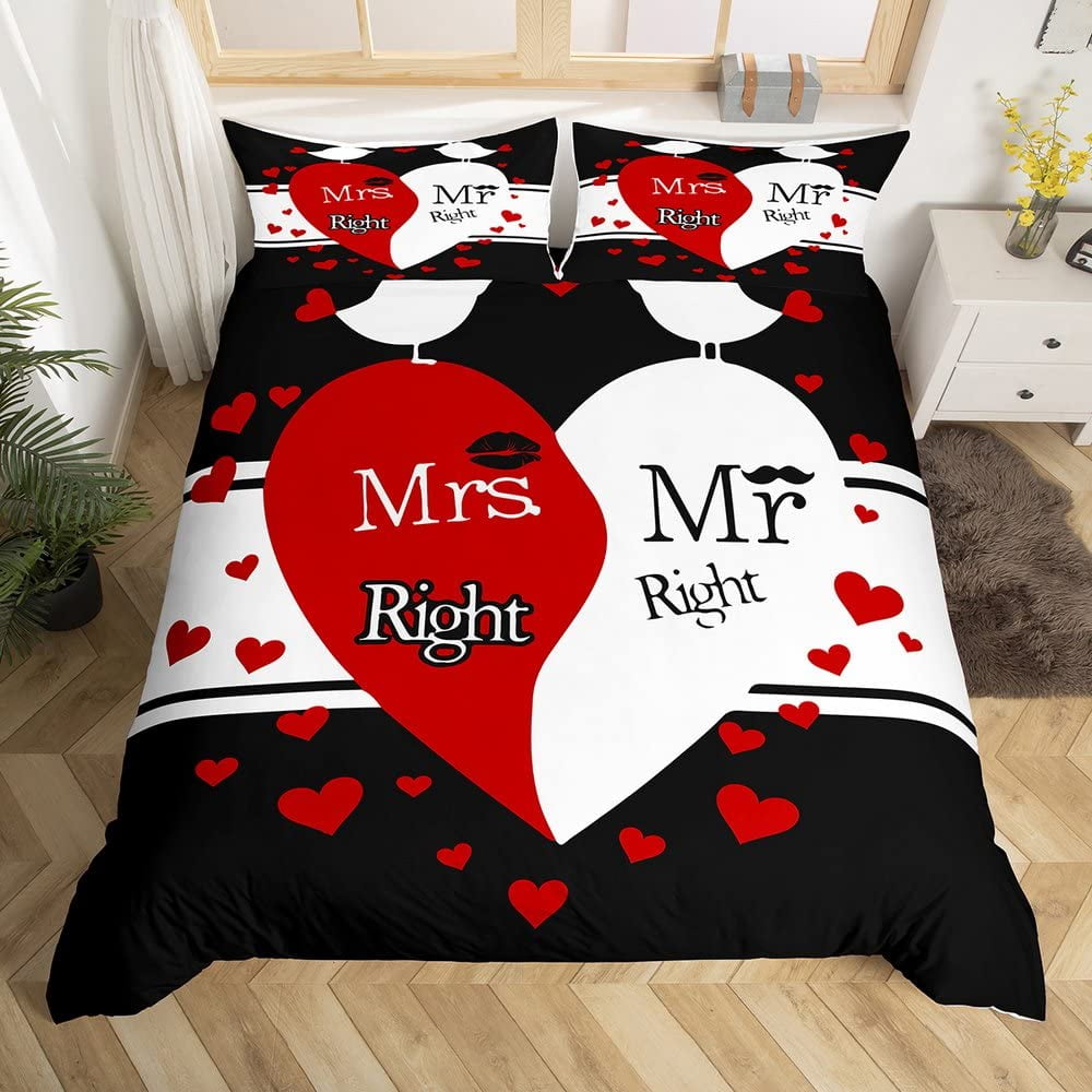 Couple Duvet Cover Set King Size Lover Wedding Bedding Set Sweethearts ...
