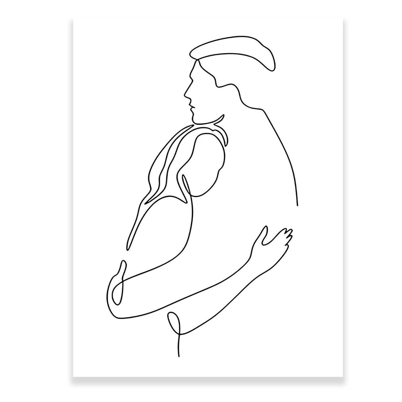 Couple Embrace Wall Art-Minimalist Hug Art-Abstract Couple Line Art ...