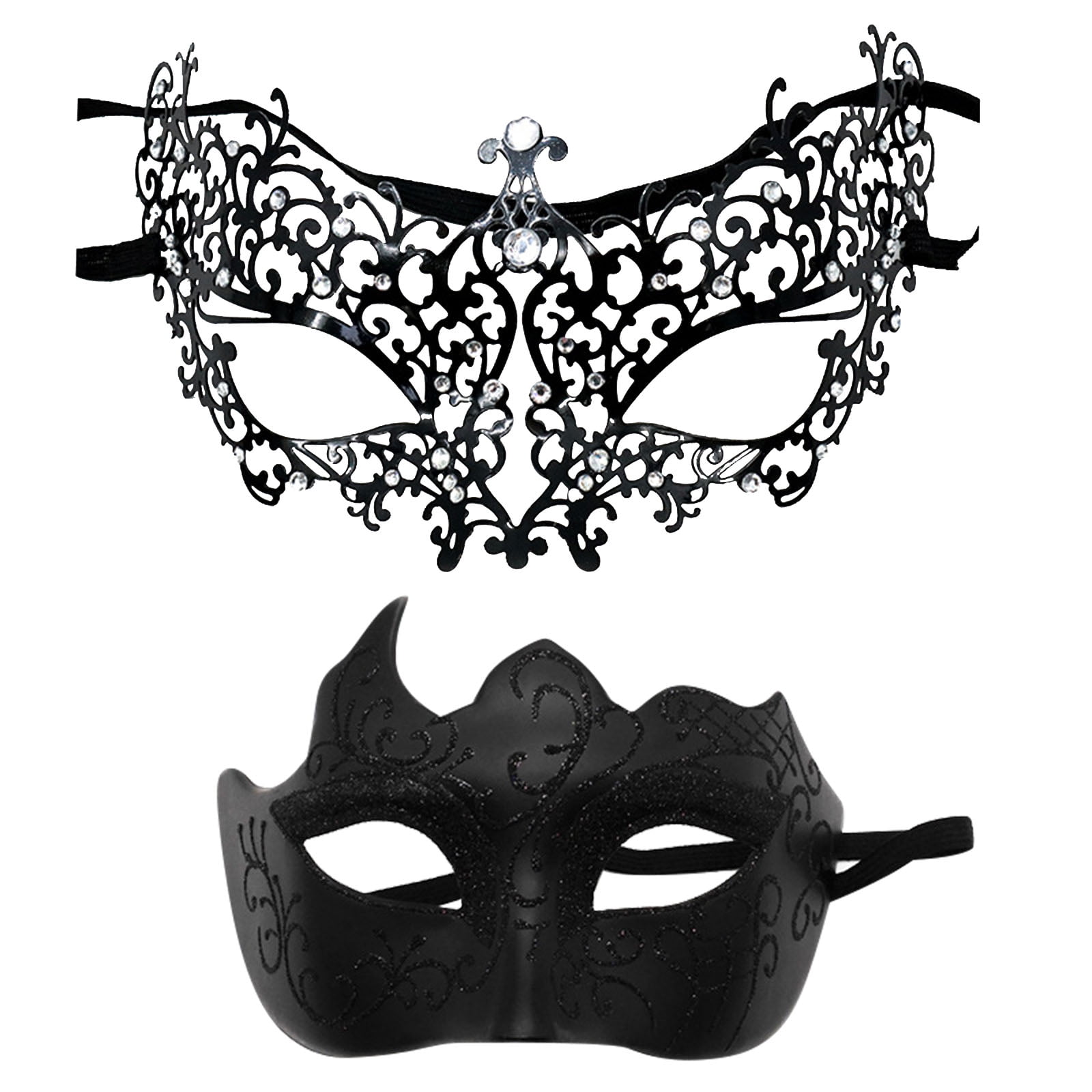 Couple Face Guard Metal Masquerade Mask For Women With Stick Face Guard ...