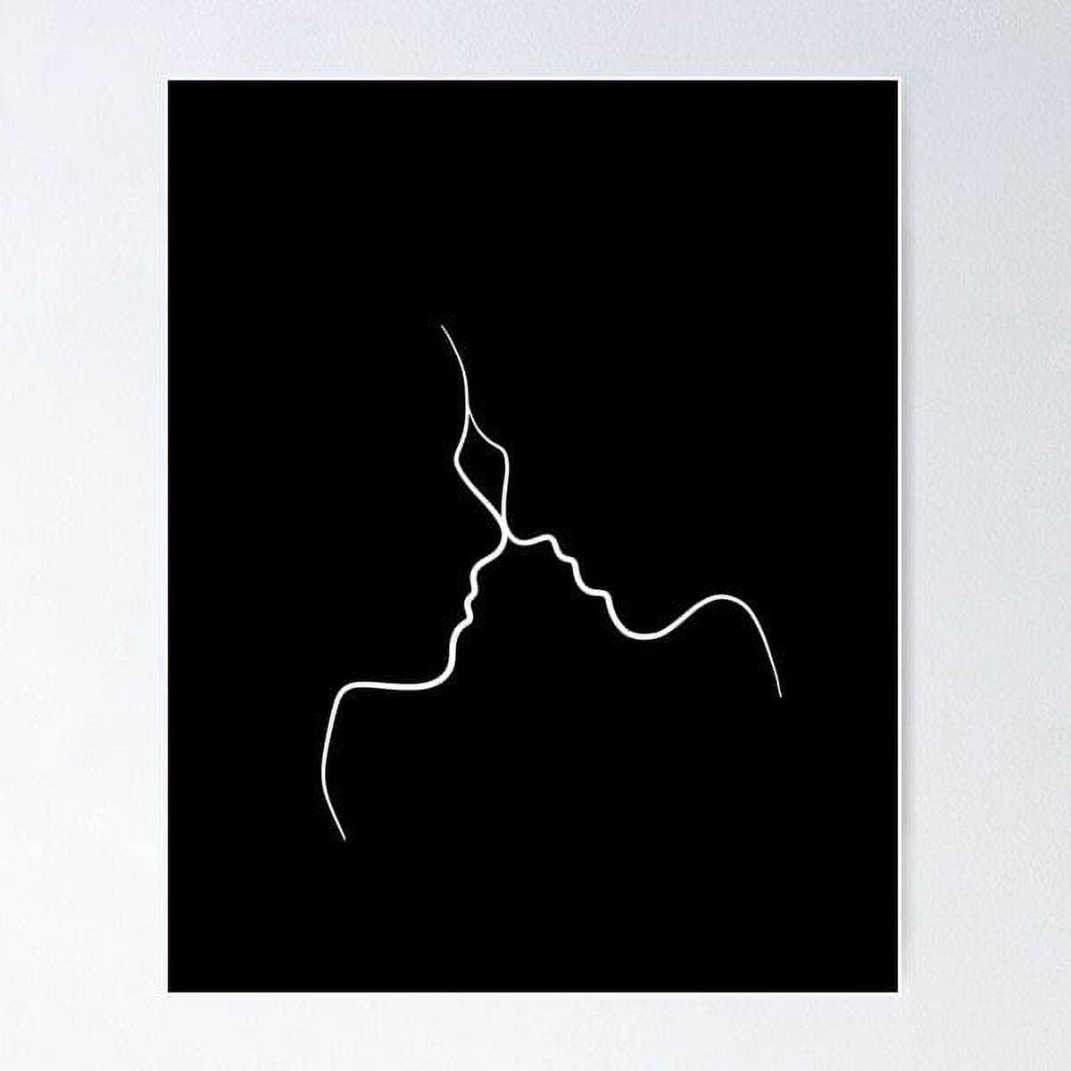 Couple Faces Line Drawing In Black - Endearment Poster Wall Art, Modern ...