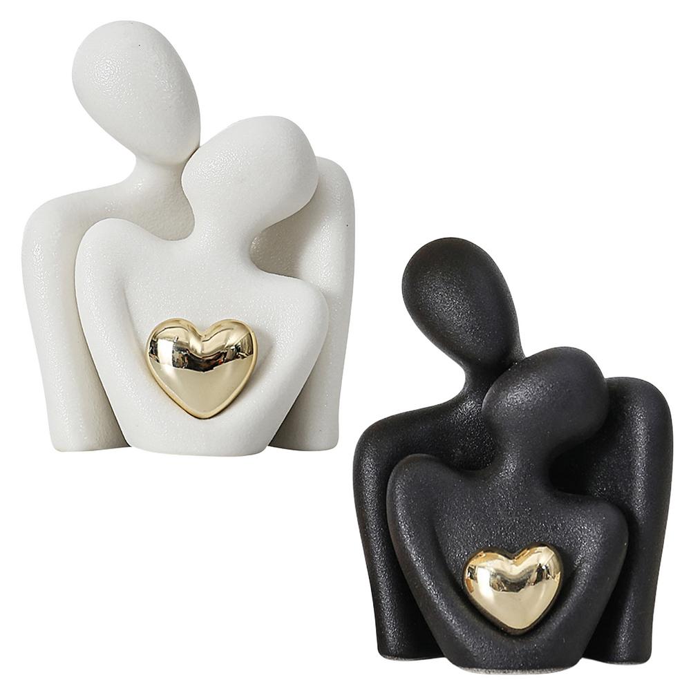Couple Figurines In Love Modern Ceramic Sculpture Romantic Abstract ...
