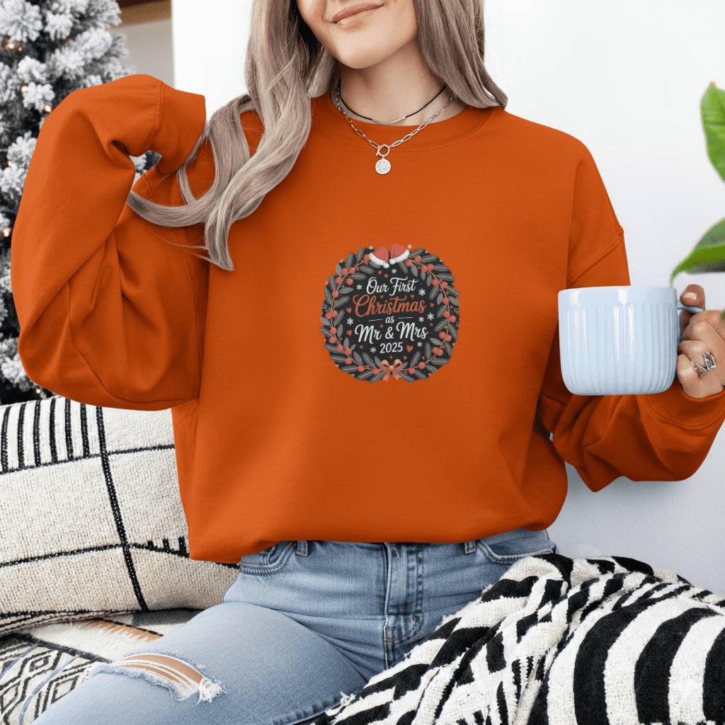 Couple First Holiday 2025 Radiant Newlywed Festive Love Art Sweatshirt, up to size 5XL - Walmart.com