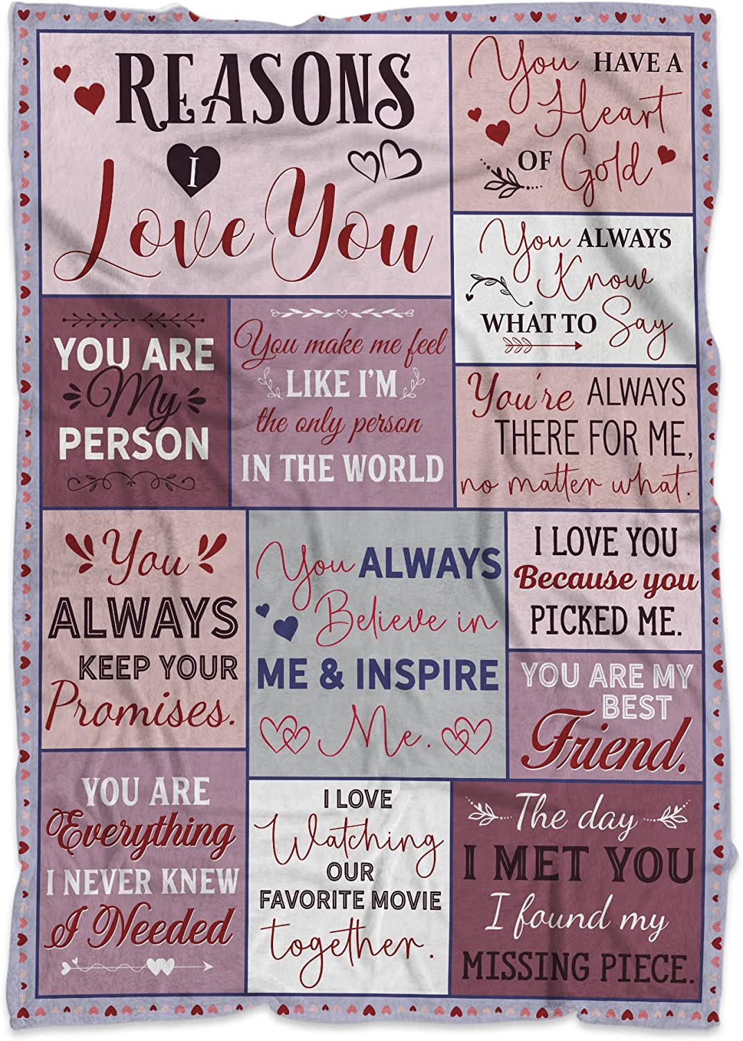 Couple Fleece Blankets for Him Her, Reason I Love You, Romantic Gifts ...