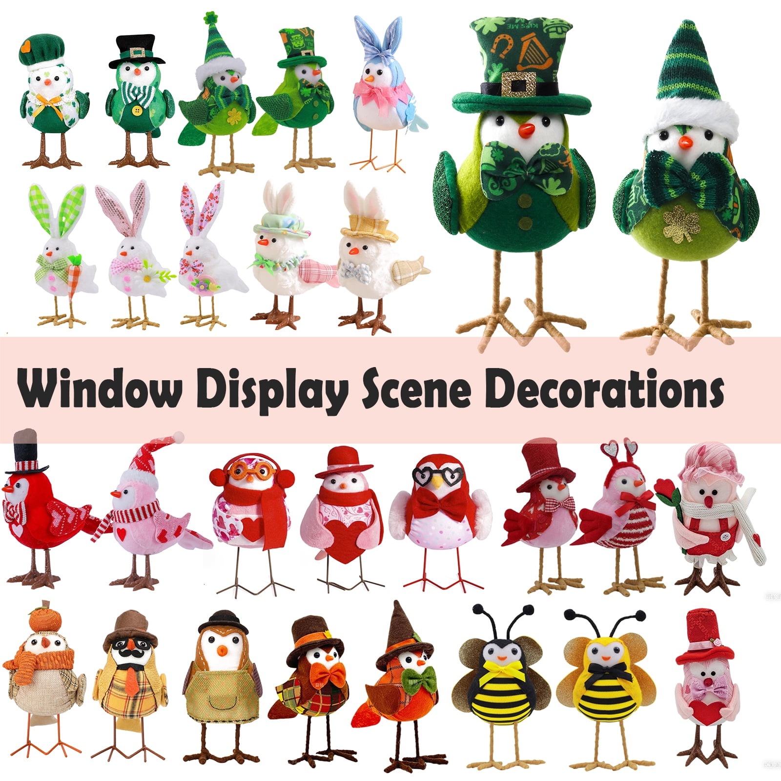 Couple Glowing Bird Figurines, Window Display Scene Decoration, LED ...
