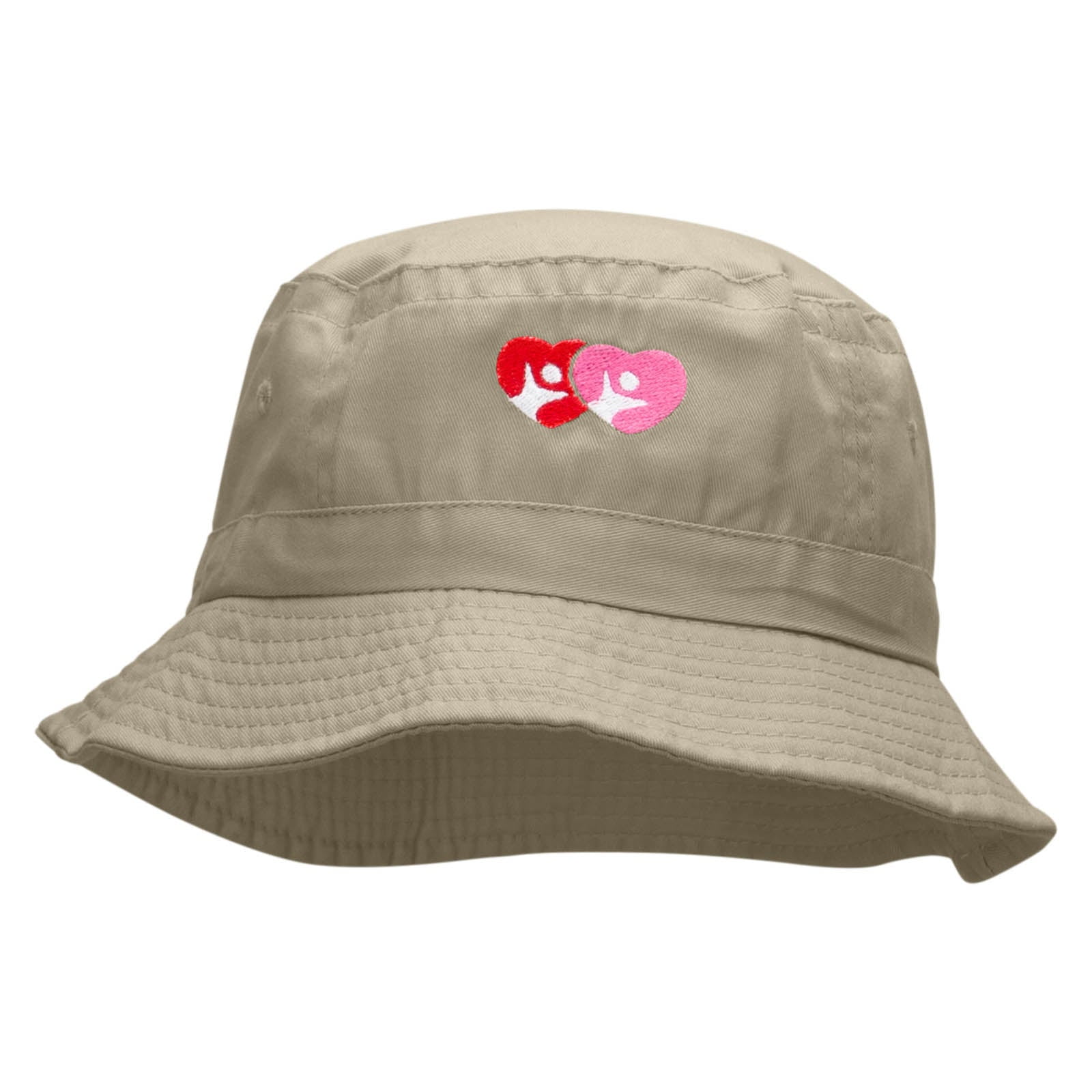 Couple Heart Embroidered Bucket Hat - Natural OSFM - Walmart.com