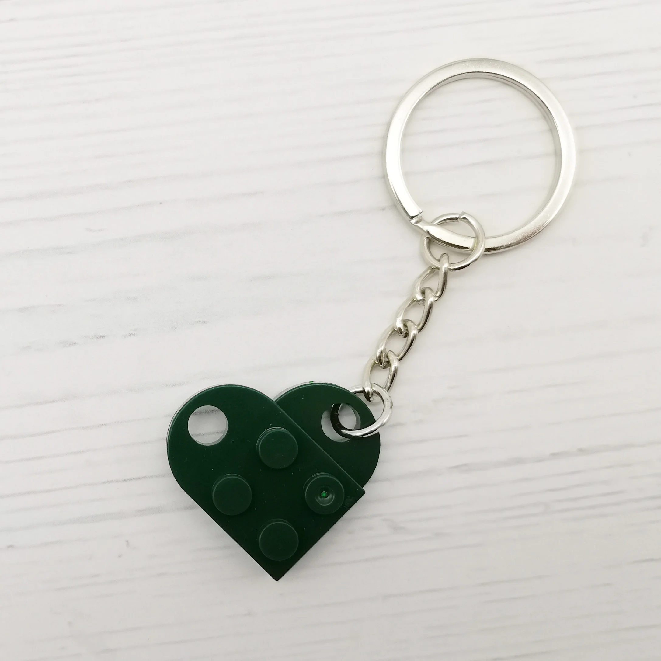 Couple Heart Shaped Interlocking Building Blocks Keychain 2 in 1 ...