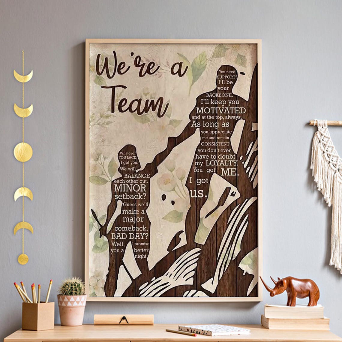 Couple Hiking Wall Art, We'Re A Team Print, Nature Adventure Hiker ...