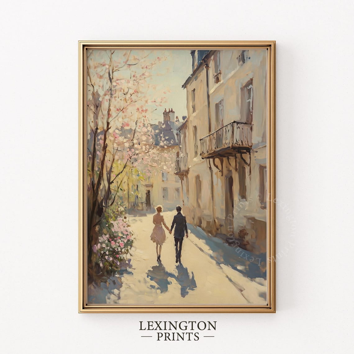 Couple Holding Hands Print, Spring Wall Art, Romantic Decor City Wall ...