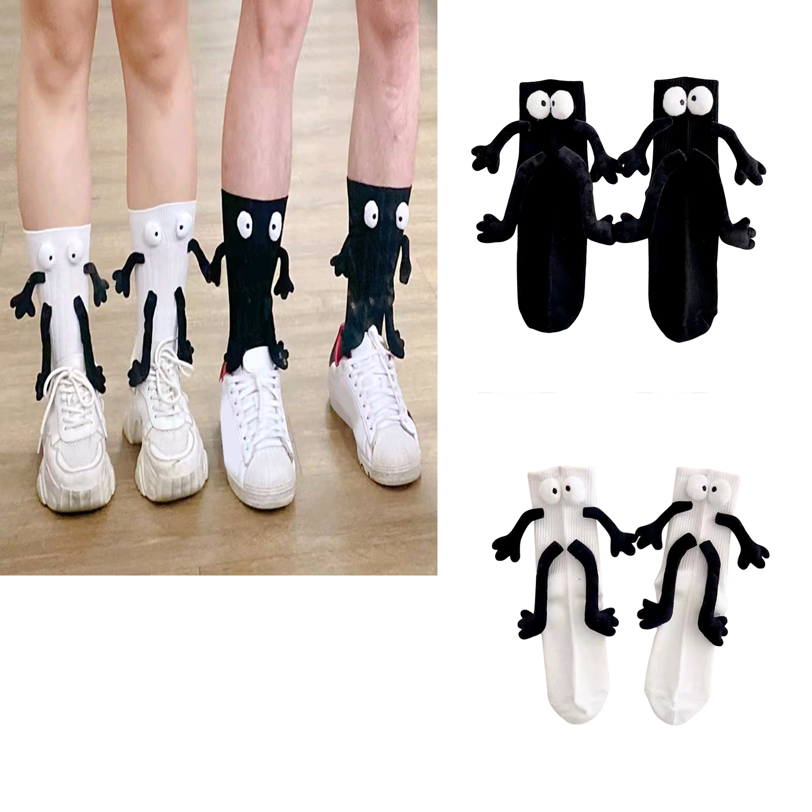 Couple Holding Hands Socks, Mid-tube Socks Magnetic Three-dimensional ...