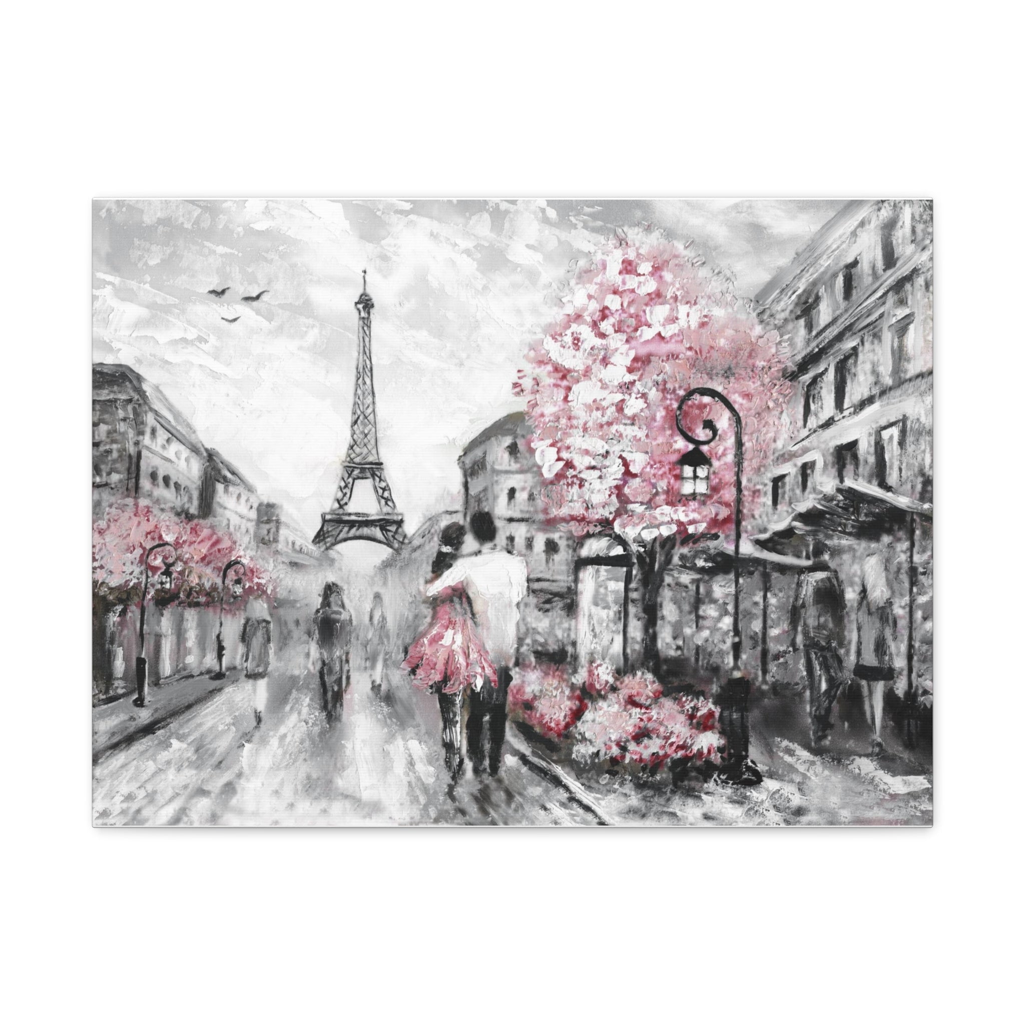 Couple Hug Pink Paris France Canvas Artwork Breathtaking French City ...