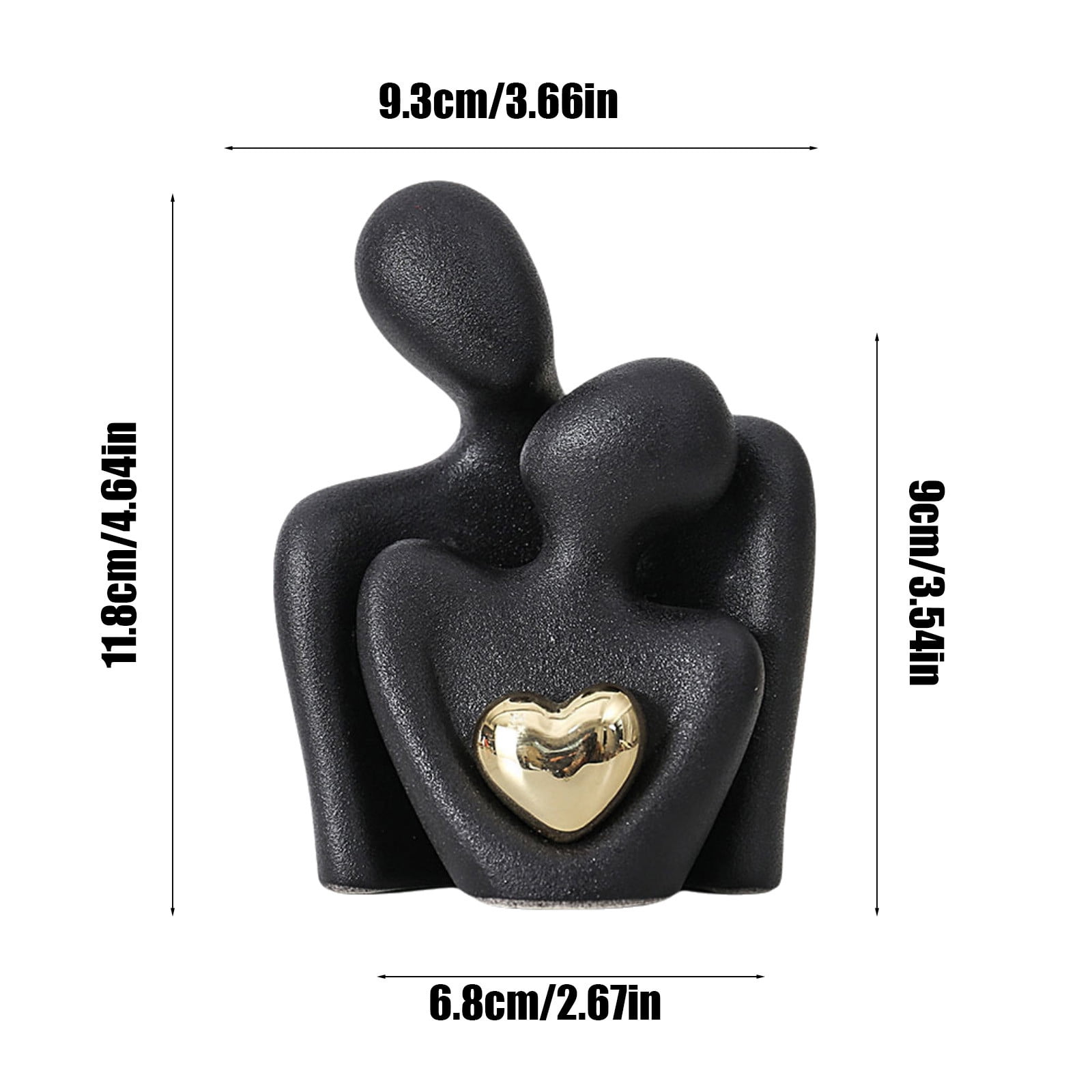 Couple Hug Statue Gold Heart Figurines Abstract Sculpture Home Decor ...