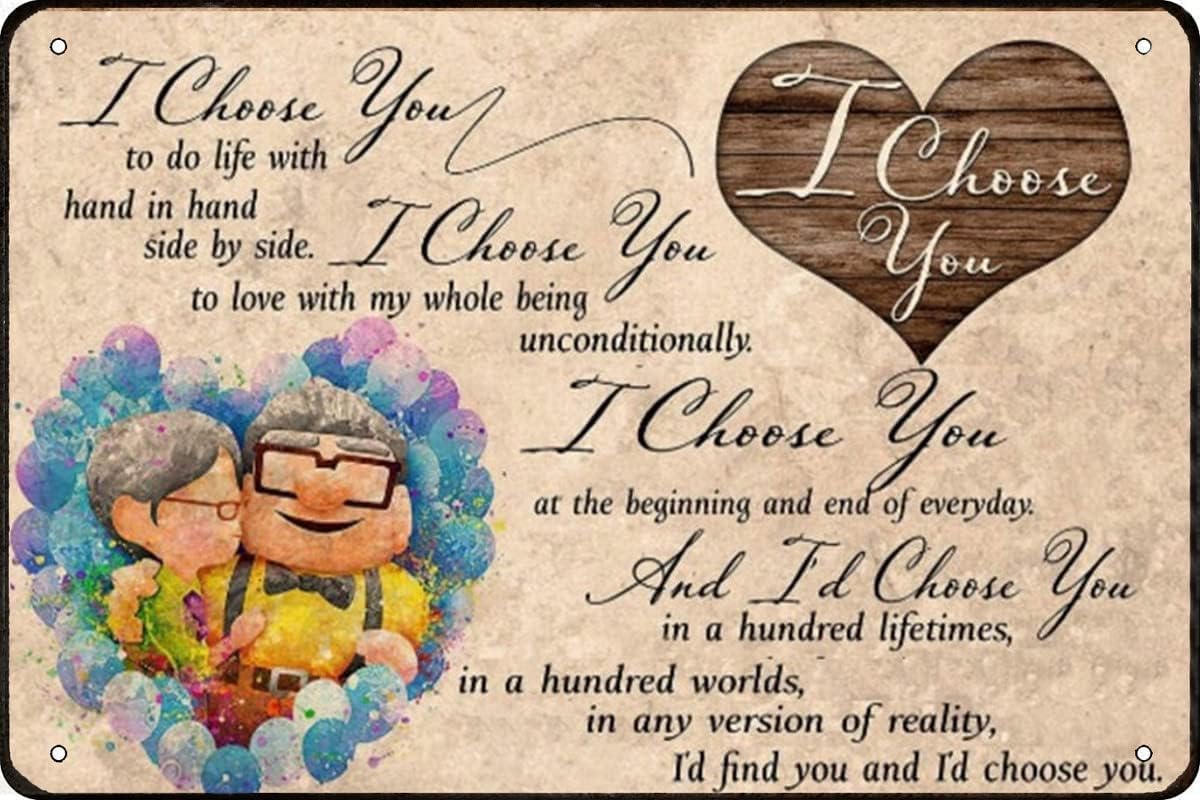 Couple I Choose You to Do Life up Carl and Ellie Funny Metal Tin Sign ...