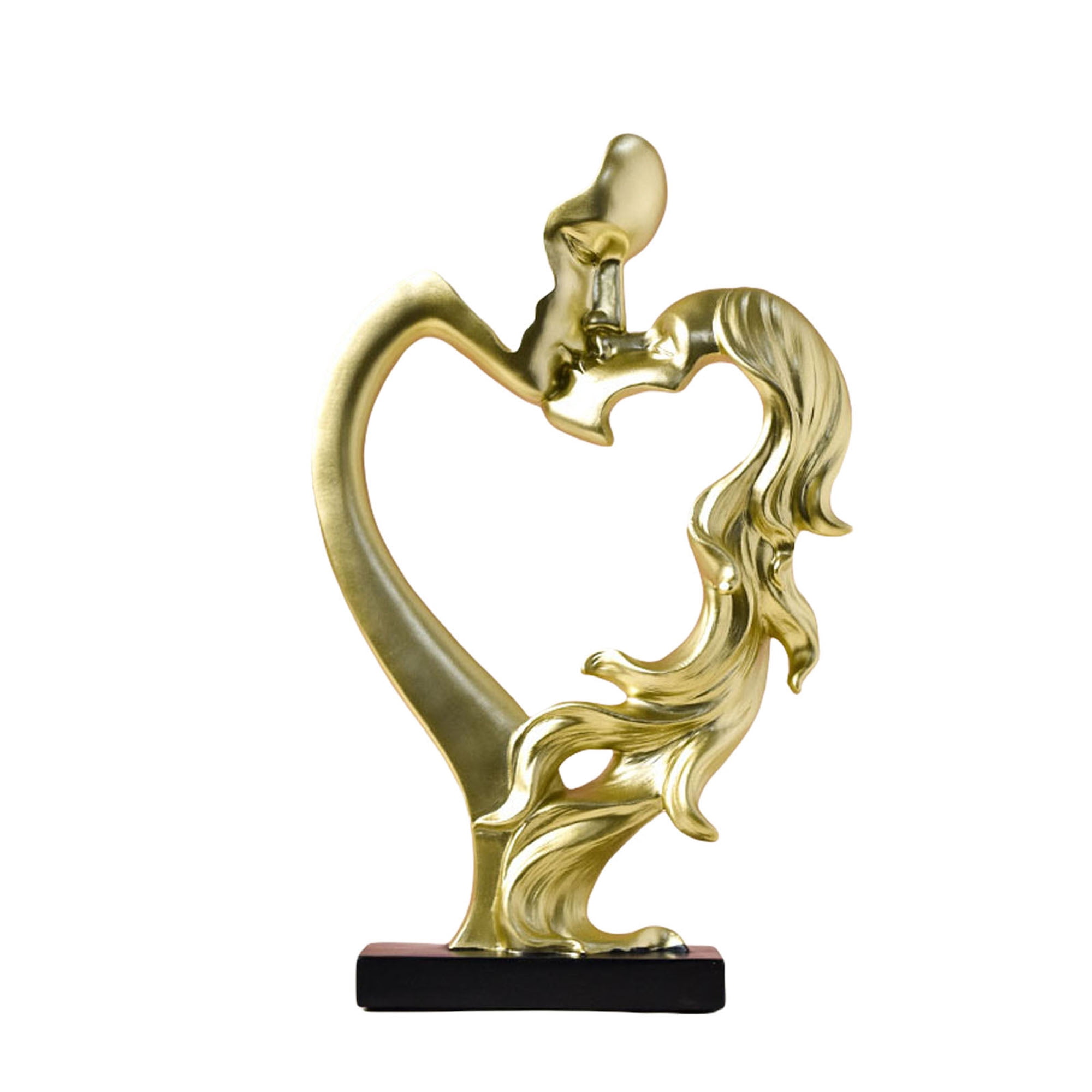 Couple Kiss Heart Shape Sculpture, Abstract Artistic Heart Statue ...