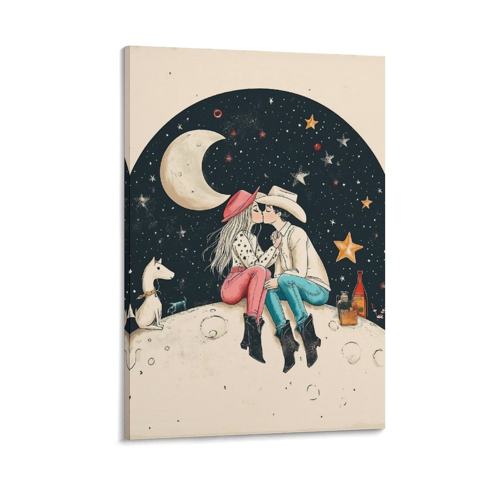 Couple Kissing Art Work Poster Cool Artworks Painting Wall Art Canvas ...