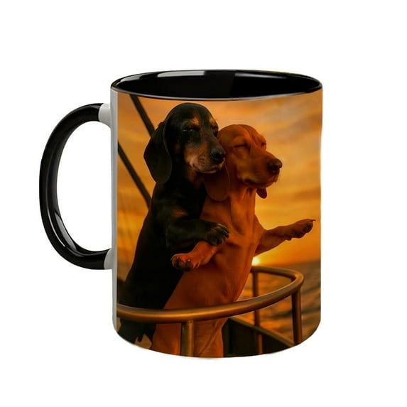 Couple Love Mug Design Cute Dachshund Pattern Coffee Mug Decor Gift ...