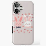 Couple Love Rabbit And Heart Minimalist iPhone Case 17 16 15 14 13 12 ...