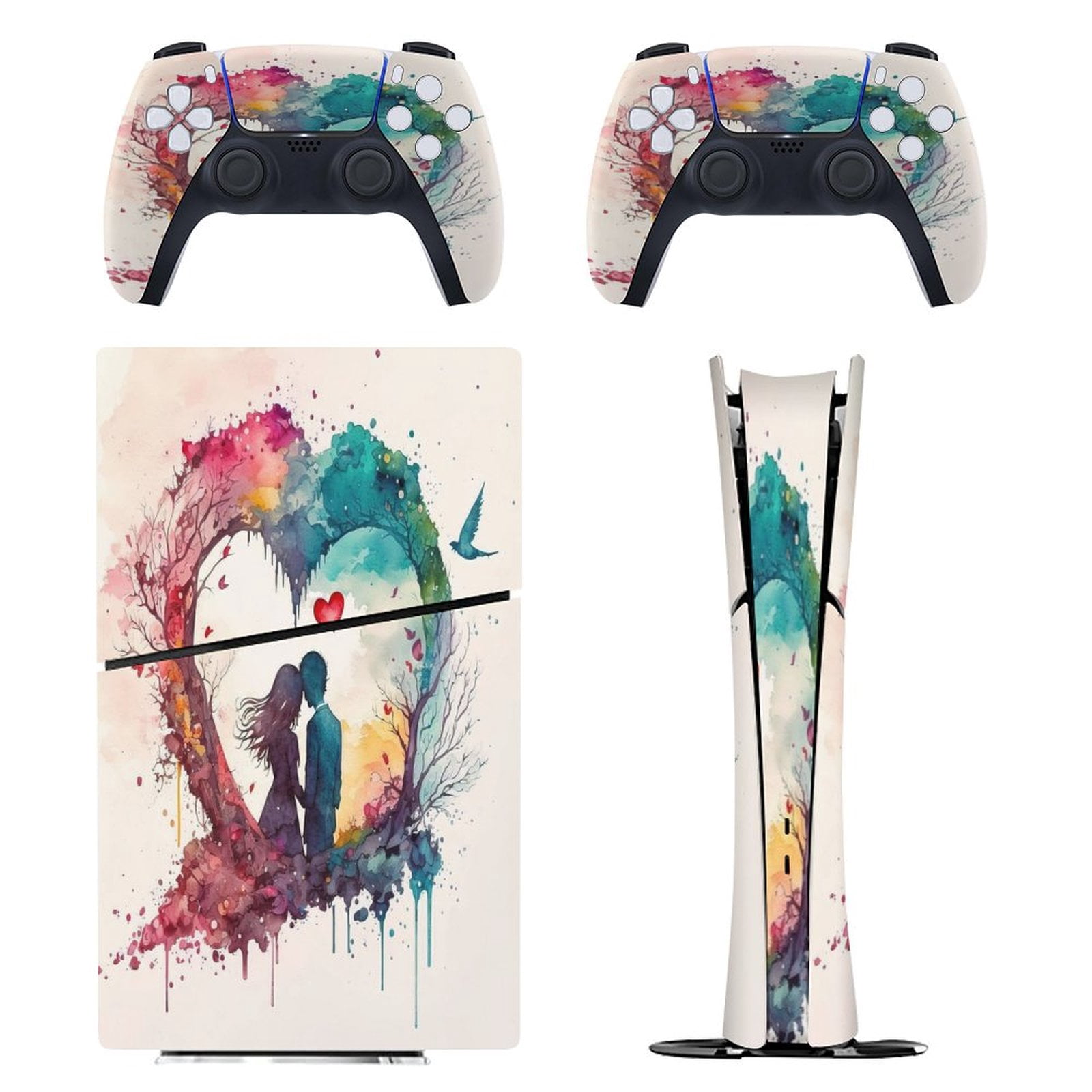 Couple, Love, Watercolor, Nature PS5/PS5 Slim Digital Disc Skin Sticker ...