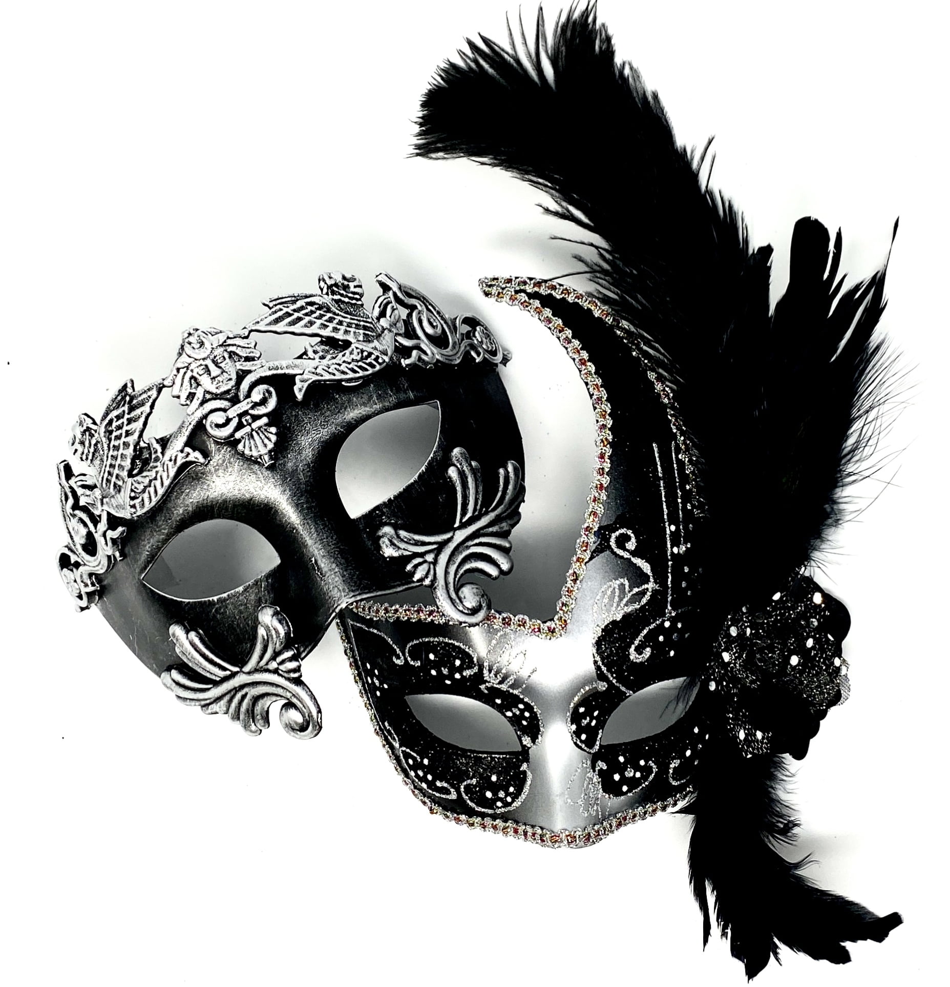 Couple Masquerade Masks Men Women Venetian Halloween Mardi Gras Cosplay ...