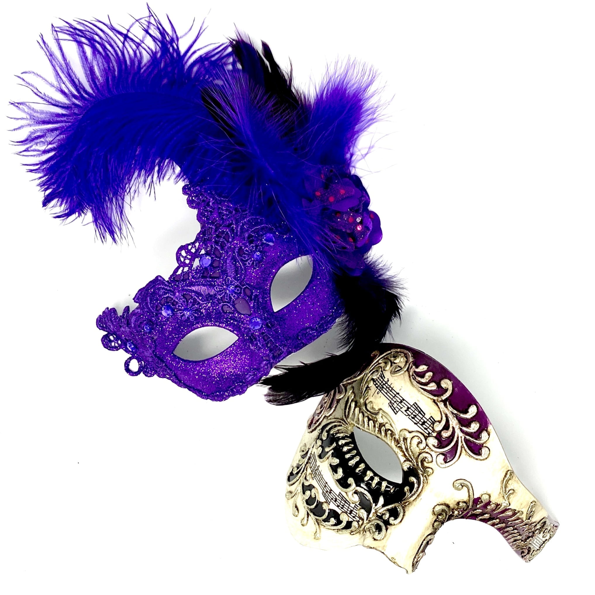 Couple Masquerade Masks Men Women Venetian Halloween Mardi Gras Cosplay ...