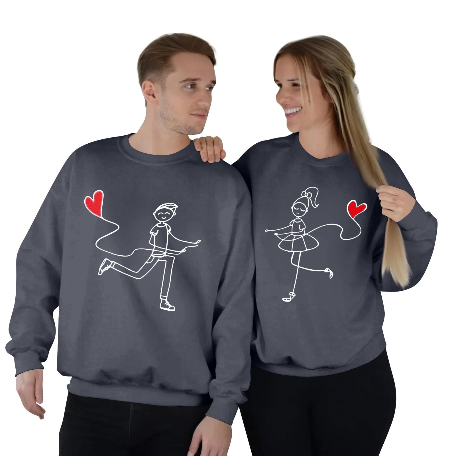 Couple Matching Sweatshirts with Heart Print Cute and Cozy Pullover for ...
