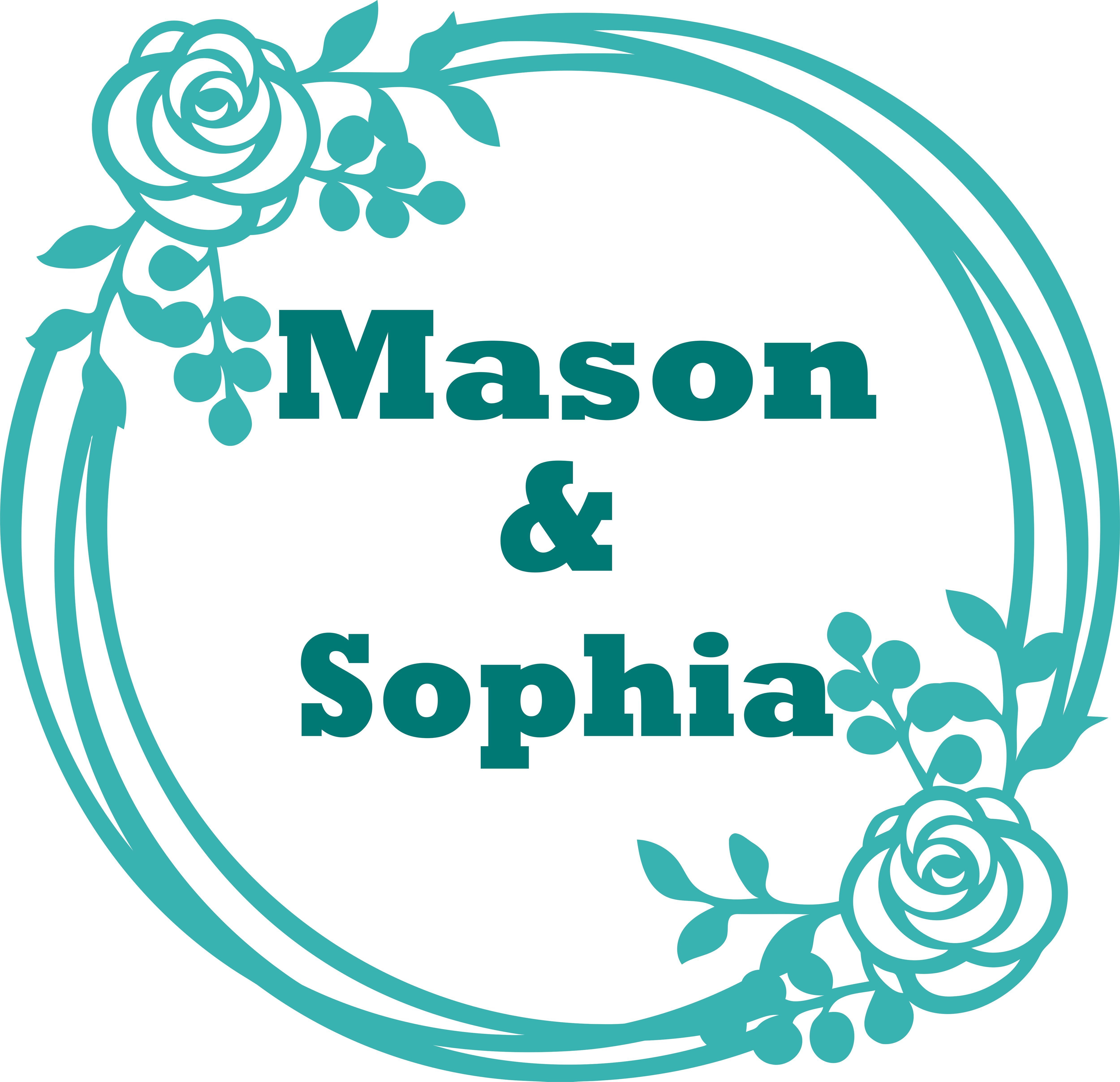Couple Names Monogram Flowers Customized Wall Decal - Custom Vinyl Wall ...