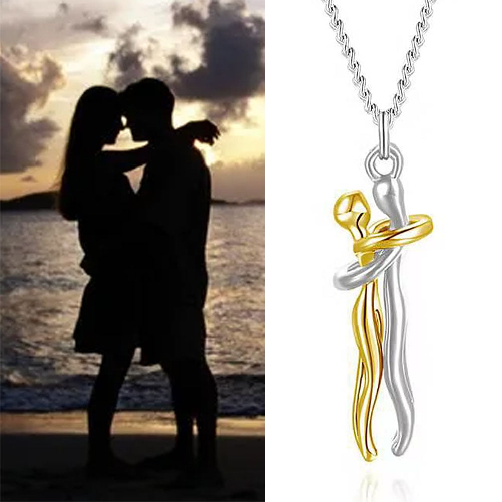 Couple Necklace,Hugging Figure Statue Love His-and-hers Necklace for ...