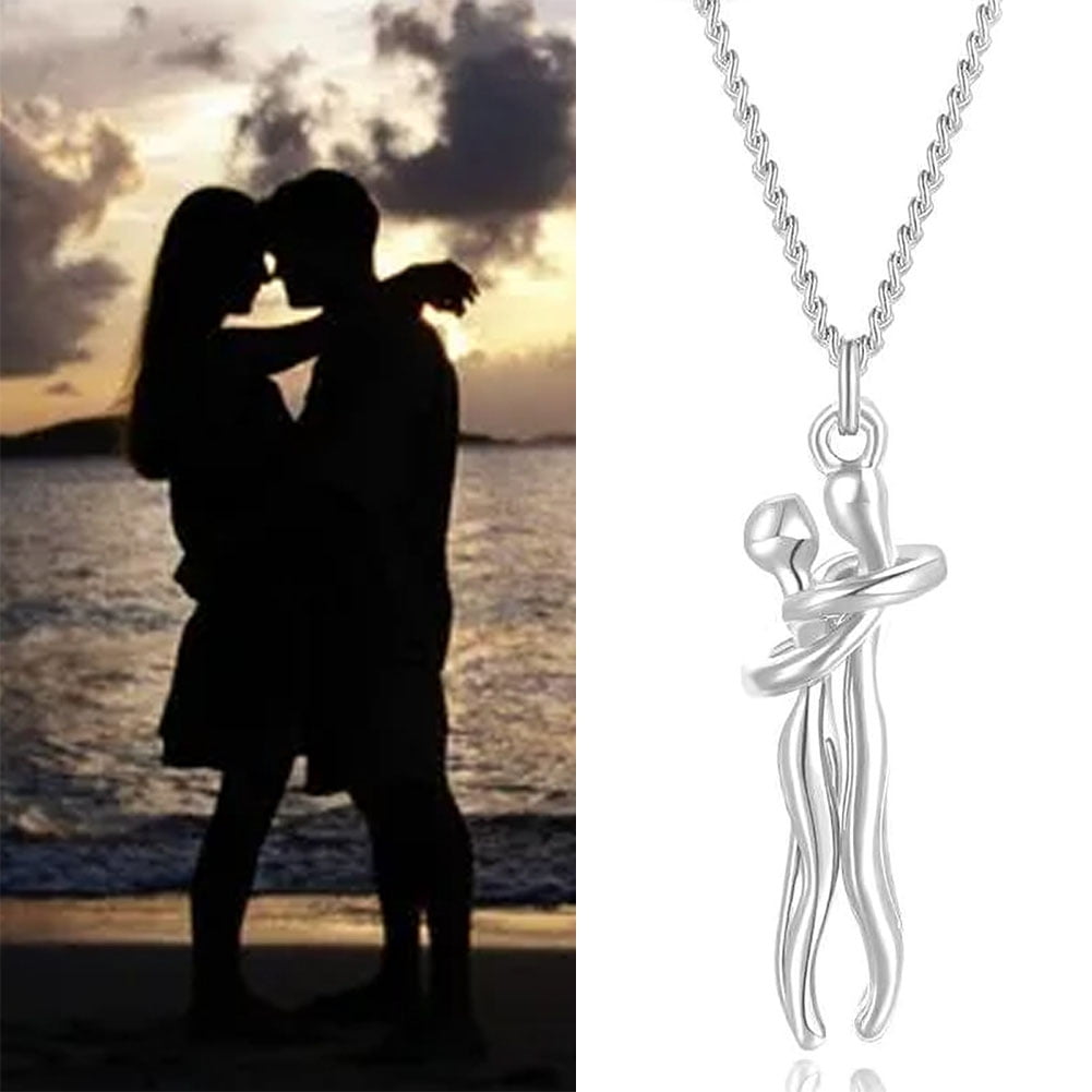 Couple Necklace,Hugging Figure Statue Love His-and-hers Necklace for ...