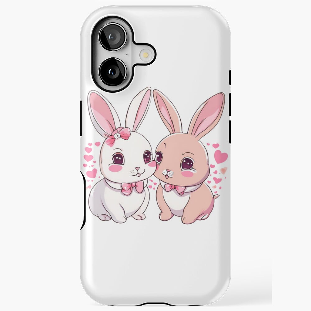 Couple Of Bunnies In Love Romance Art iPhone Case 17 to 11 Pro Max ...