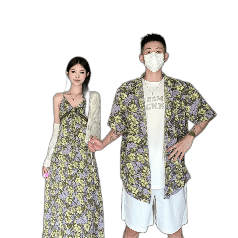 Couple Outfit Tea Break French Romantic Floral Dress Temperament Slimming Seaside Vacation Long