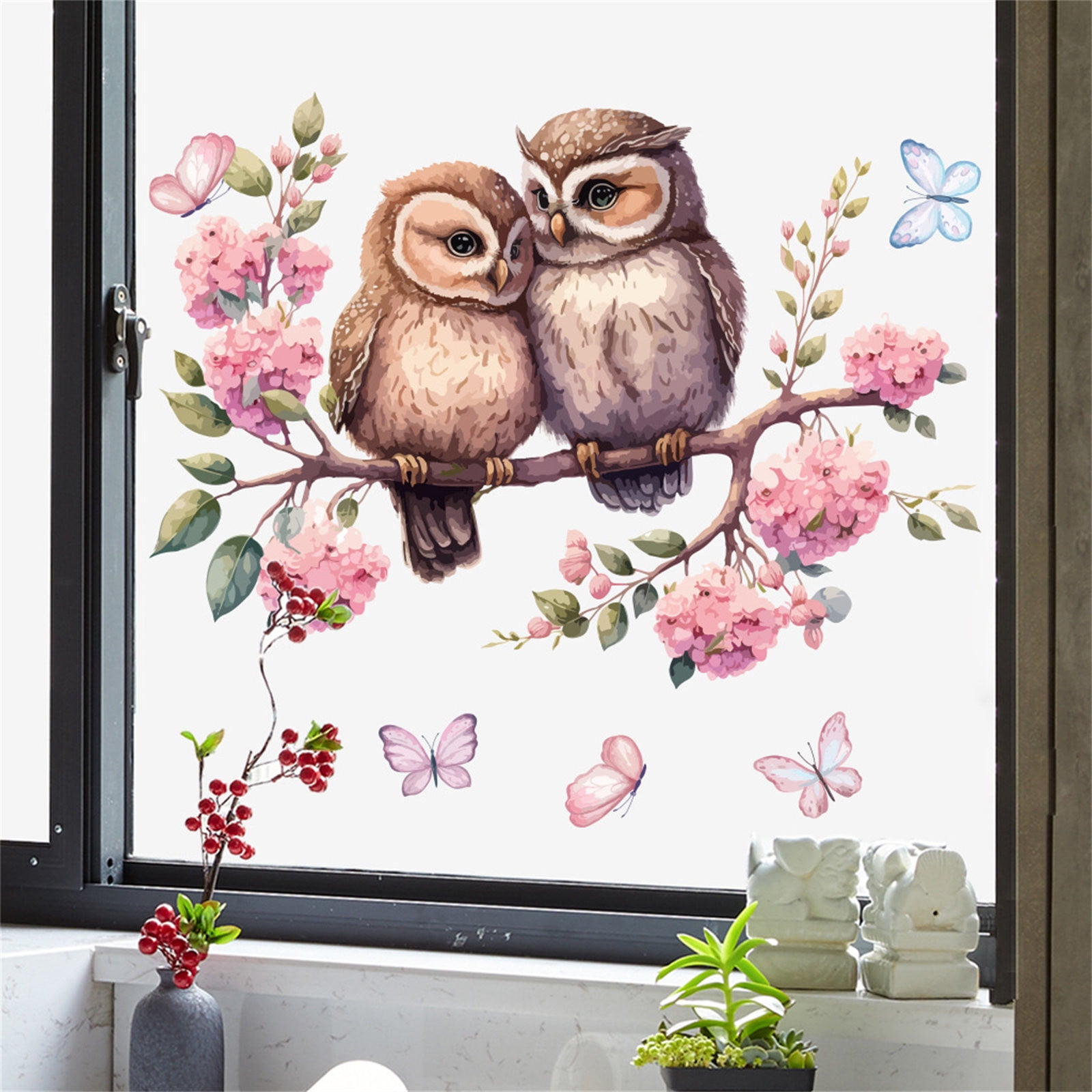 Couple Owl Valentine's Day PVC Bedroom Living Room Background Wall ...