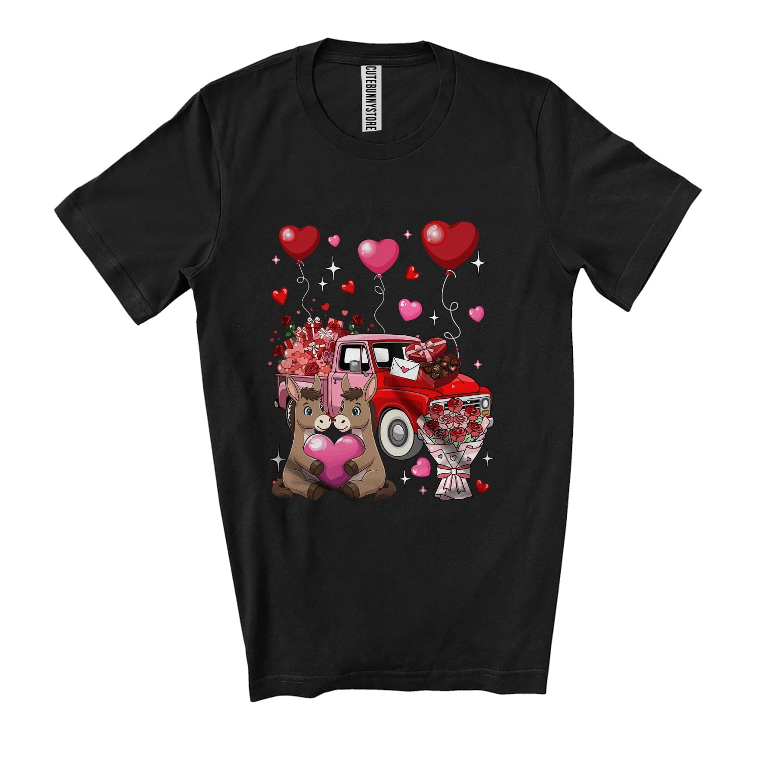 Couple Pink Mule With Pickup Truck; Amusing Valentine's Day Hearts ...