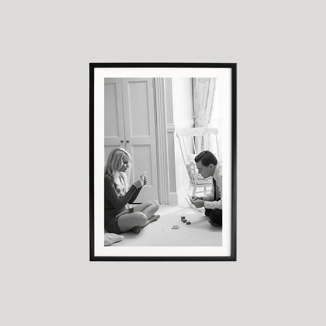 Couple Playing Cards Black and White Wall Art Elegant Fine Art ...