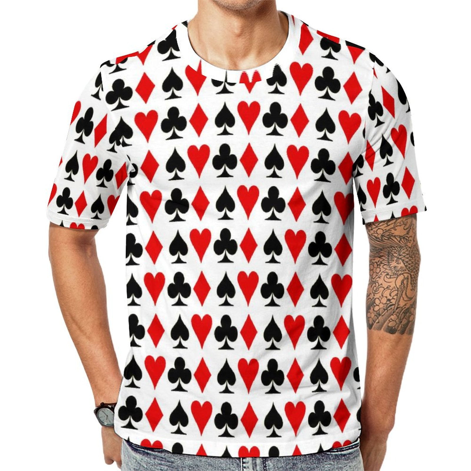 Couple Poker Cards T Shirt Playing Card Suits Vintage TShirts Short Sleeve Tops Wholesale Kawaii ...