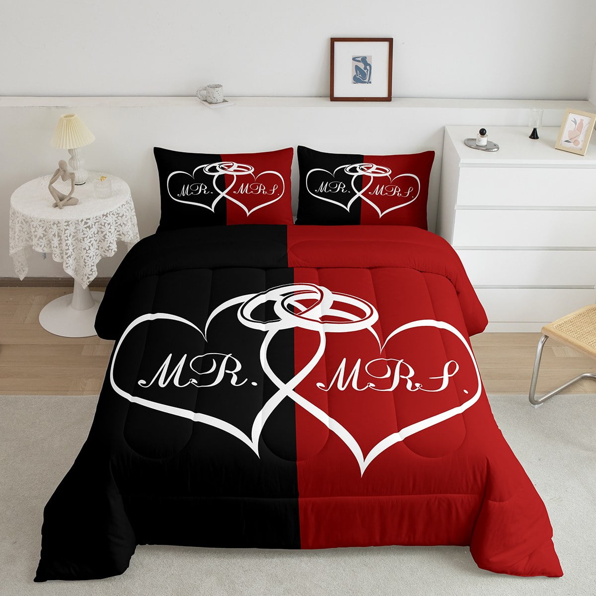 Couple Queen Comforter Set Mr And Mrs Bedding Comforter Sets for Adults ...